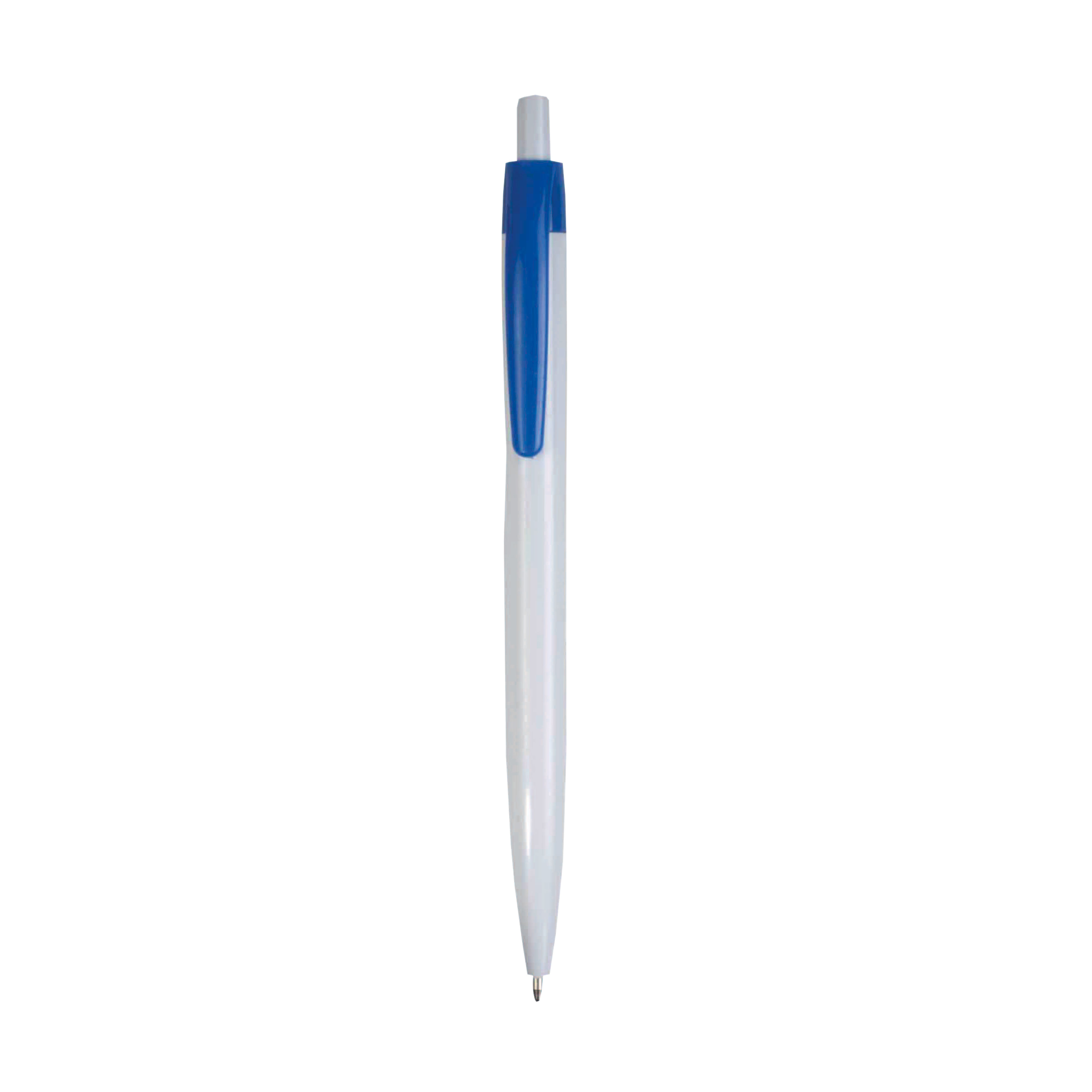 Plastic snap pen with white barrel and coloured clip | SIPEC
