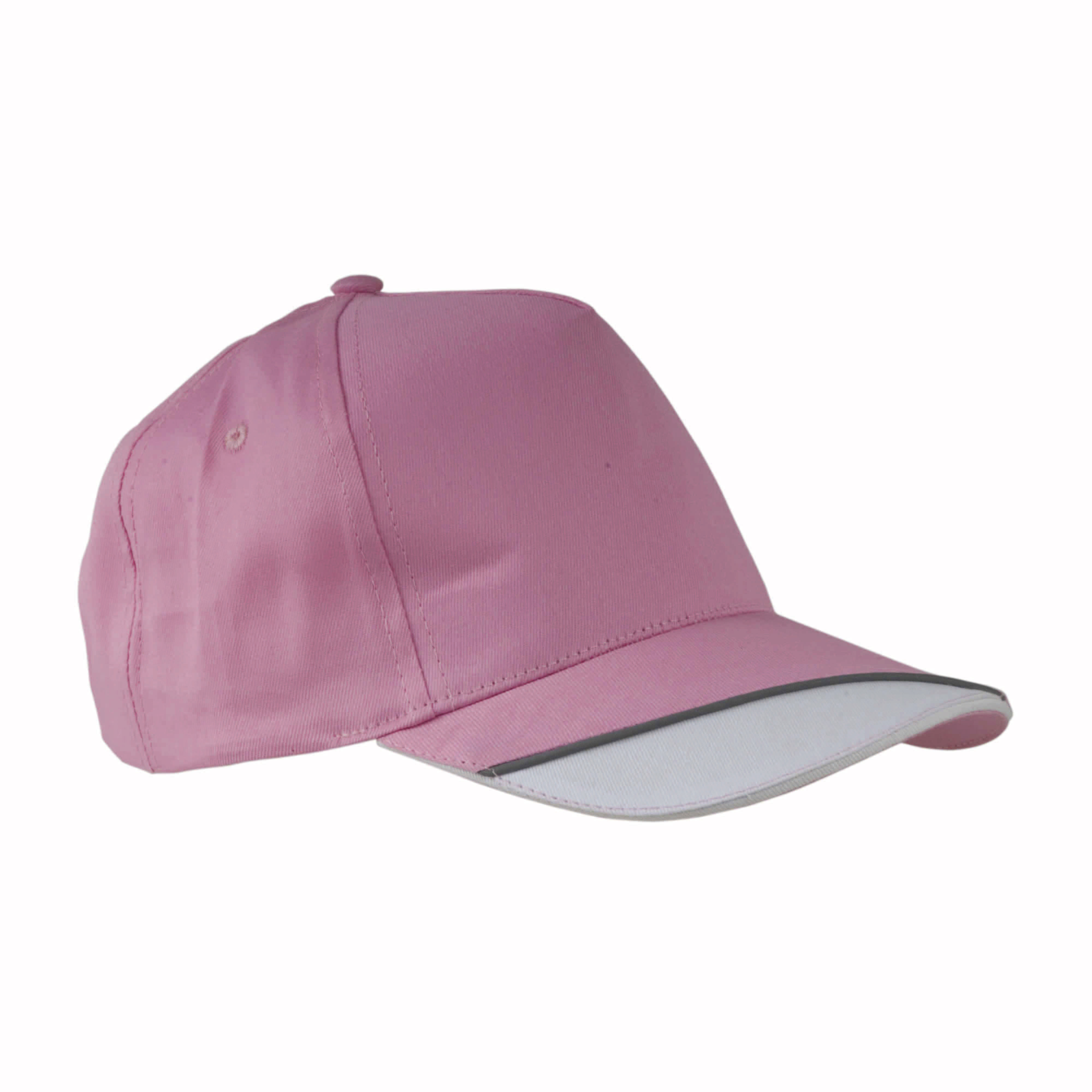 Cotton 5-panel cap with white section on the visor and reflective piping | SIPEC