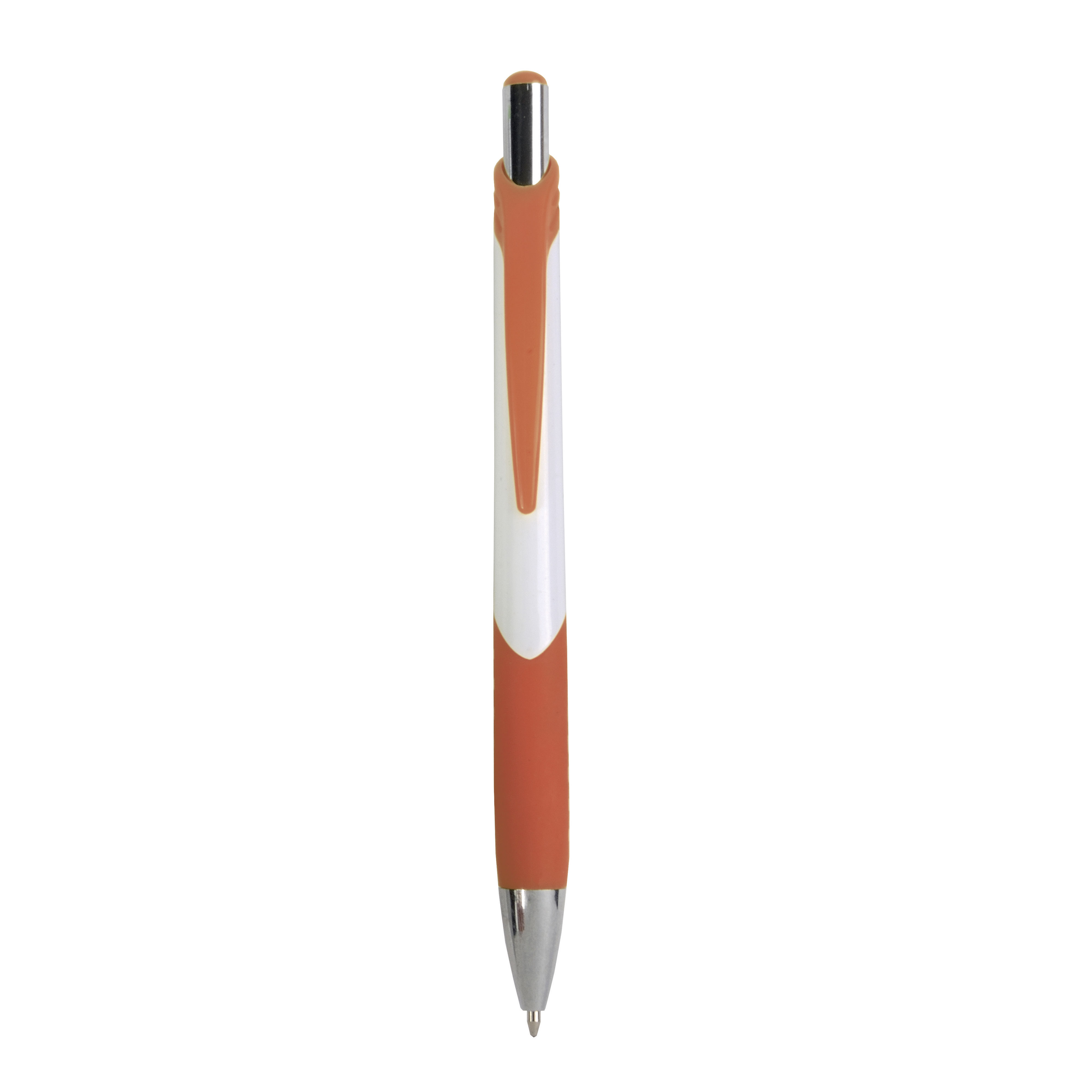 Plastic snap pen with white barrel and rubberised coloured grip to ...