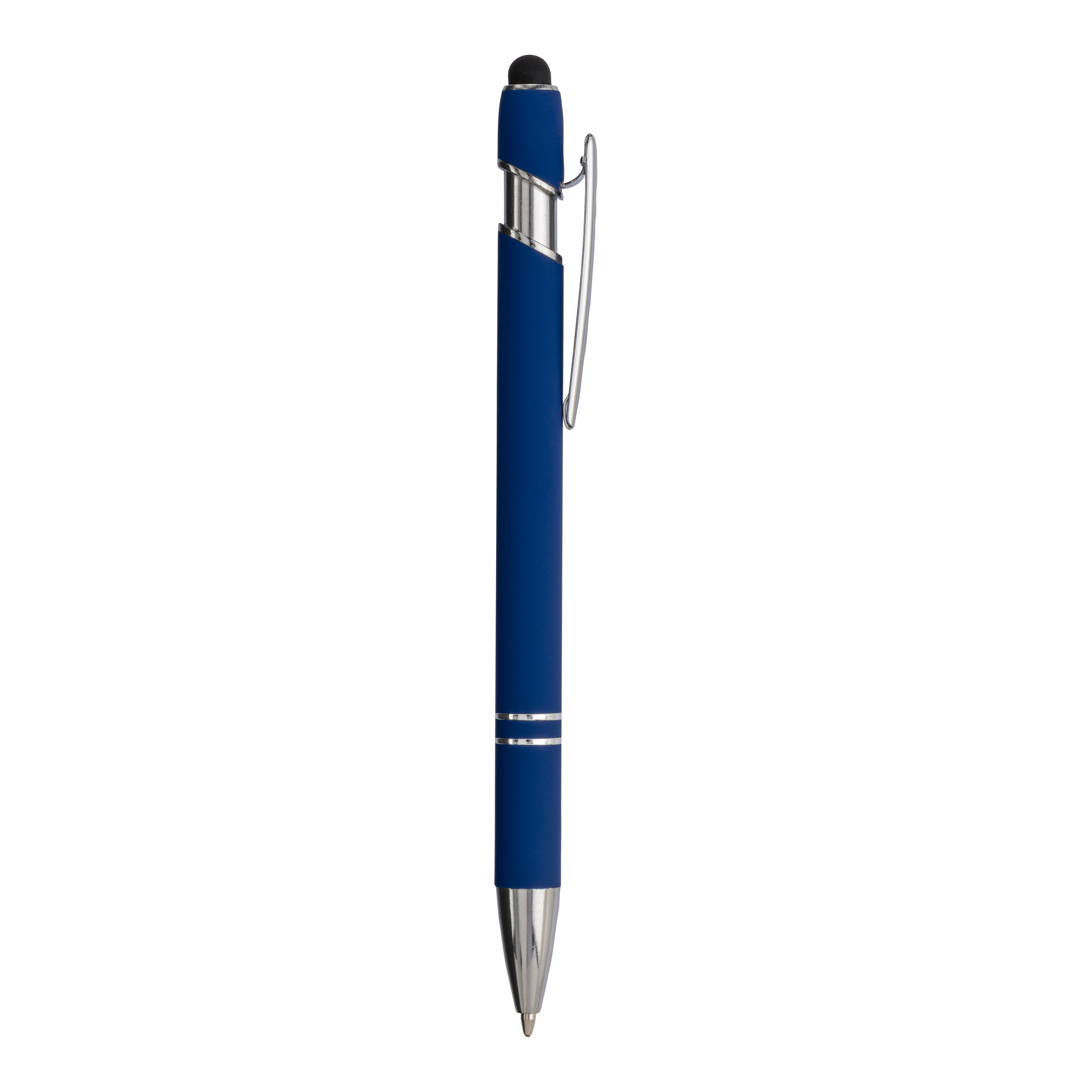 Rubberized aluminium snap pen with touch screen eraser and metal clip ...