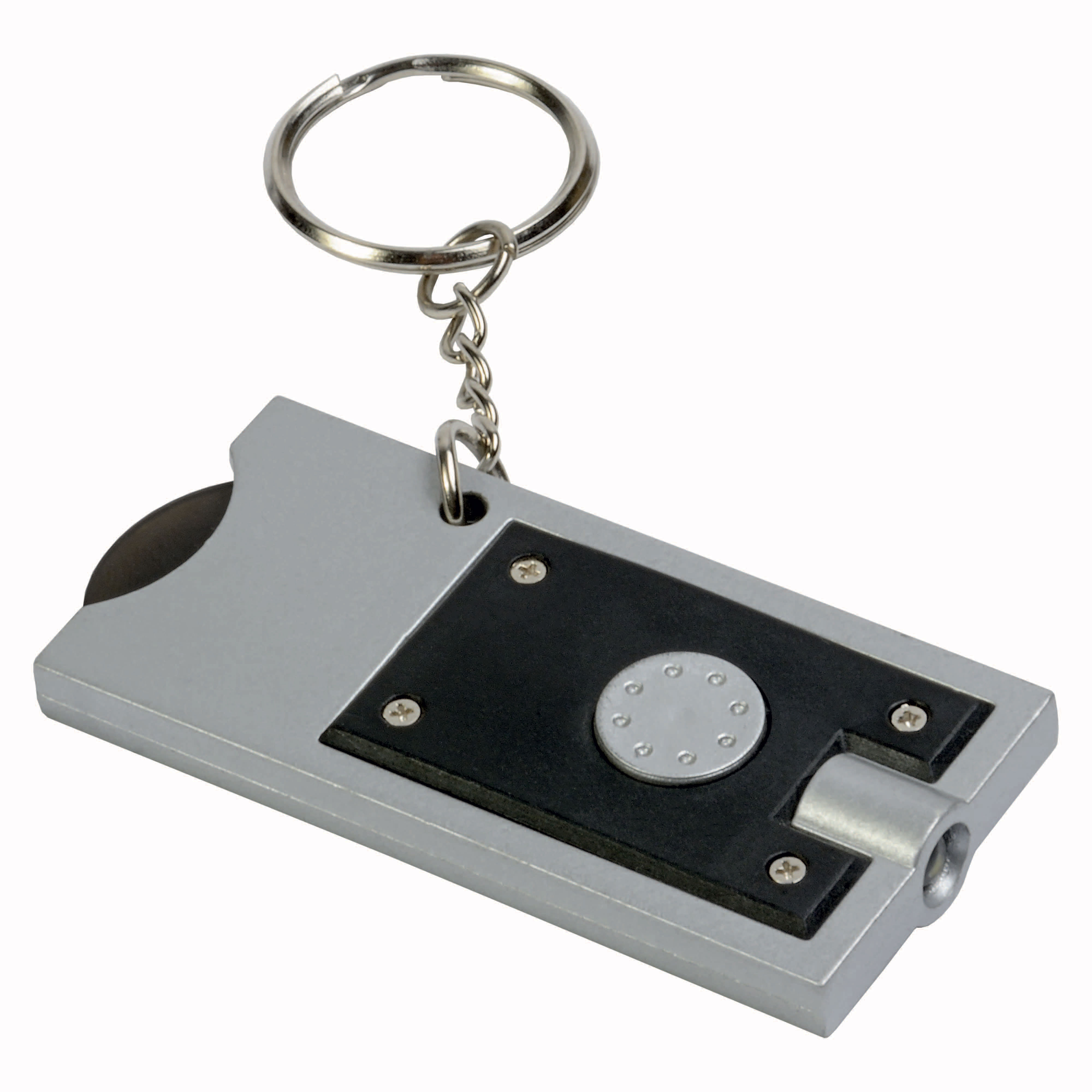 Plastic key ring with shopping trolley token and light | SIPEC