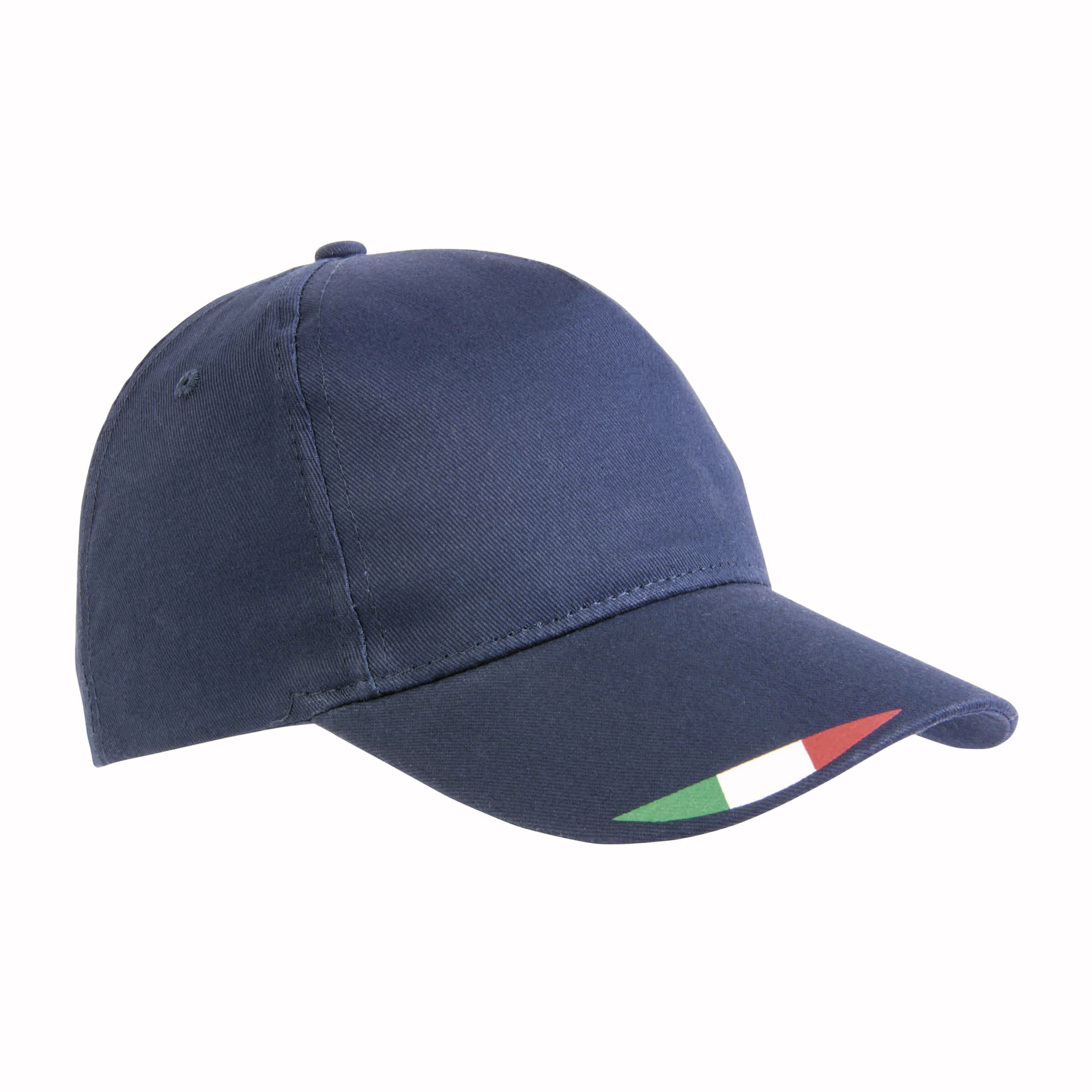 5 panels polyster baseball cap with tricolour italian flag printing | SIPEC